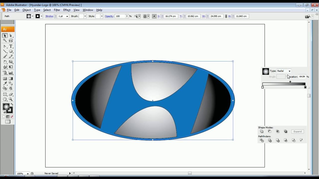 How To Make Hyundai Logo With Adobe Illustrator Tutorial Create Draw