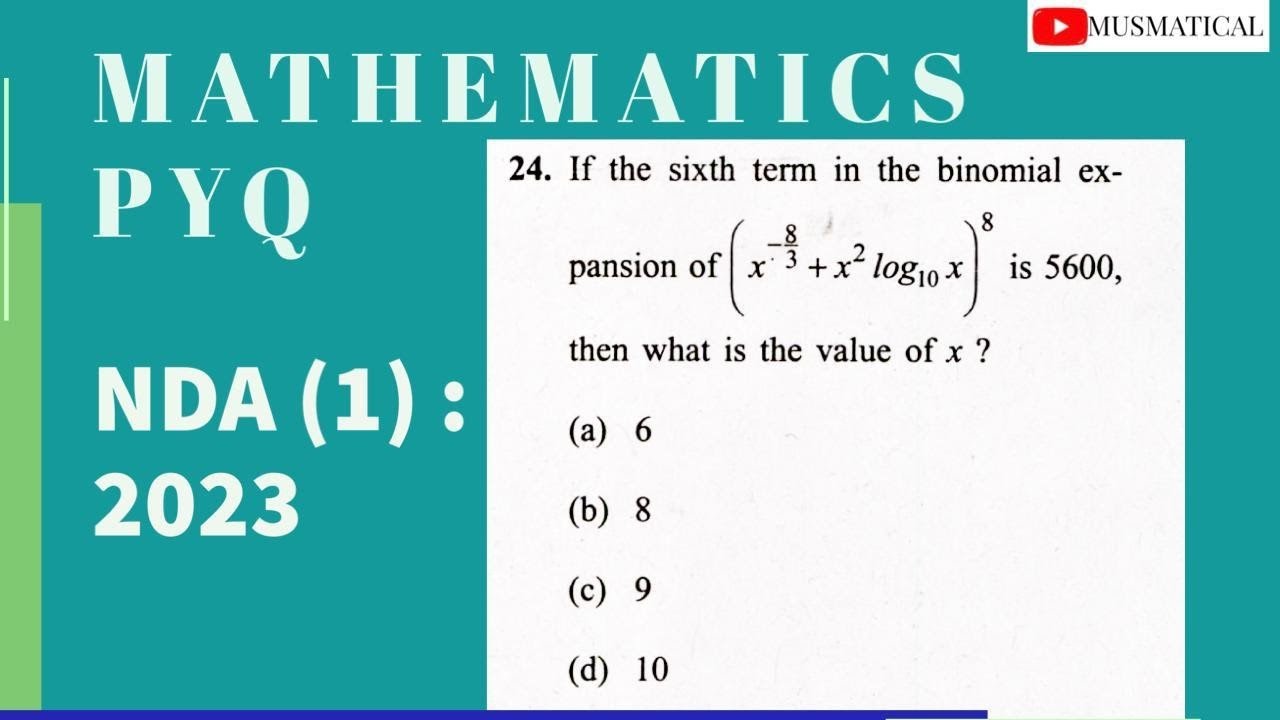 Nda 1 2023 Mathematics Pyq Youtube