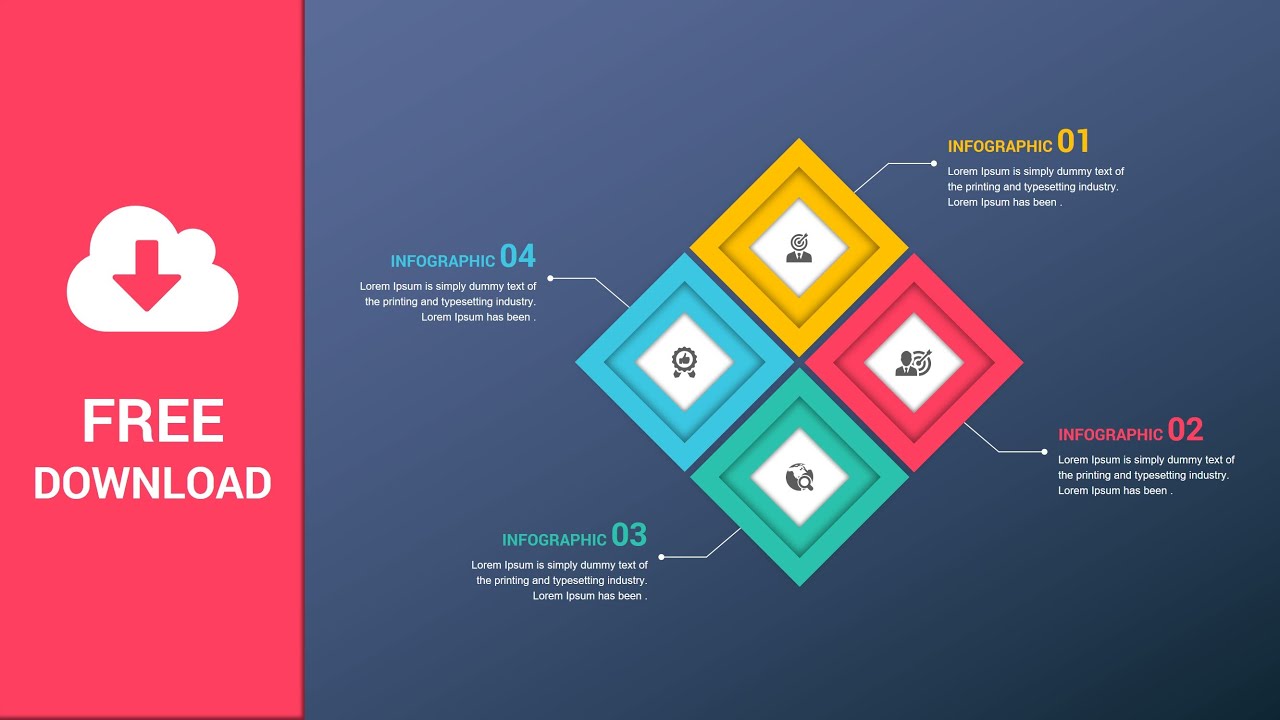 Create 4 Step Square Shape Using Microsoft Powerpoint Free Download