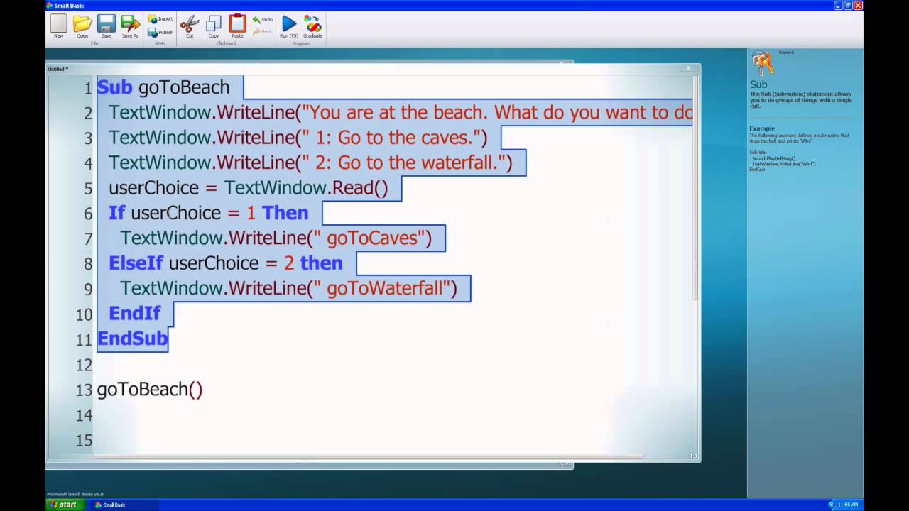 Small Basic 1 09 Subs Youtube