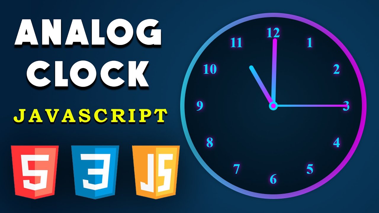 Analog Clock Using Html Css And Javascript Javascript Clock Youtube