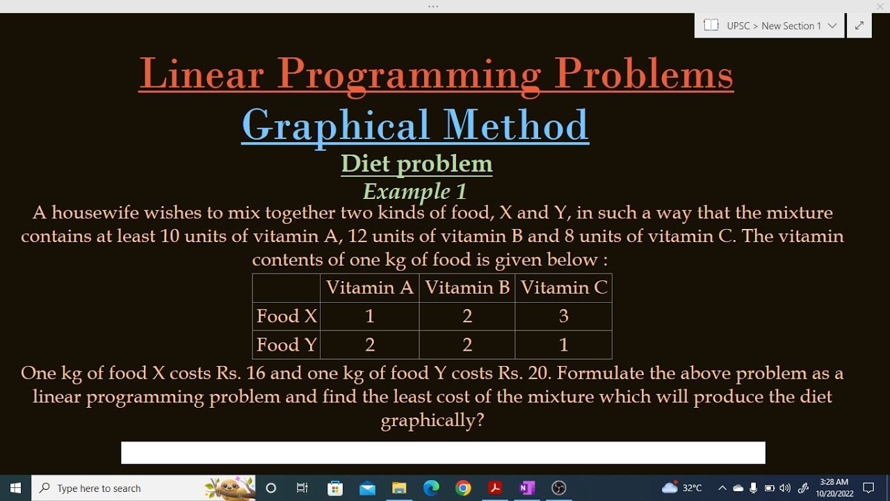 Lpp13 Linear Programming Problems Diet Problem Graphical Method