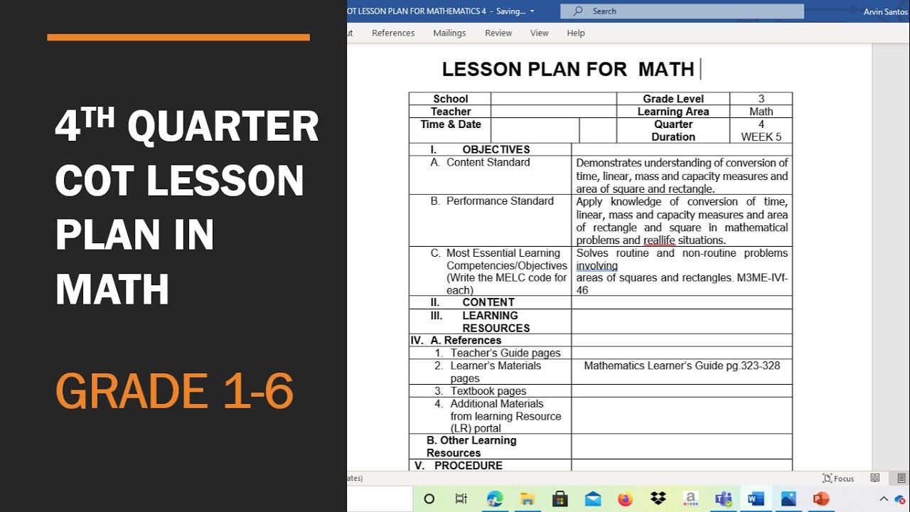 Cot Lesson Plan For Kindergarten Quarter 1 At William Gainey Blog