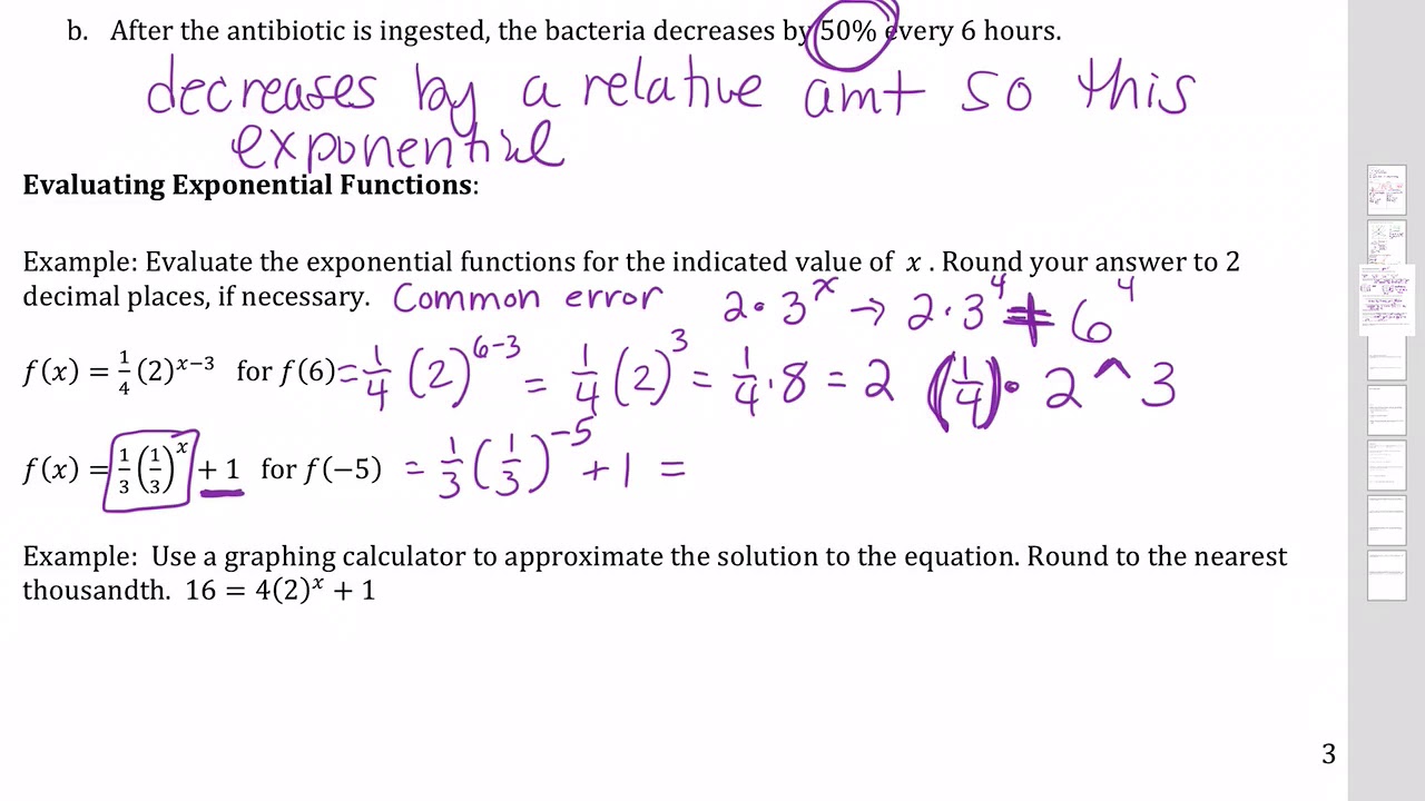 Evaluating An Exponential Function Youtube