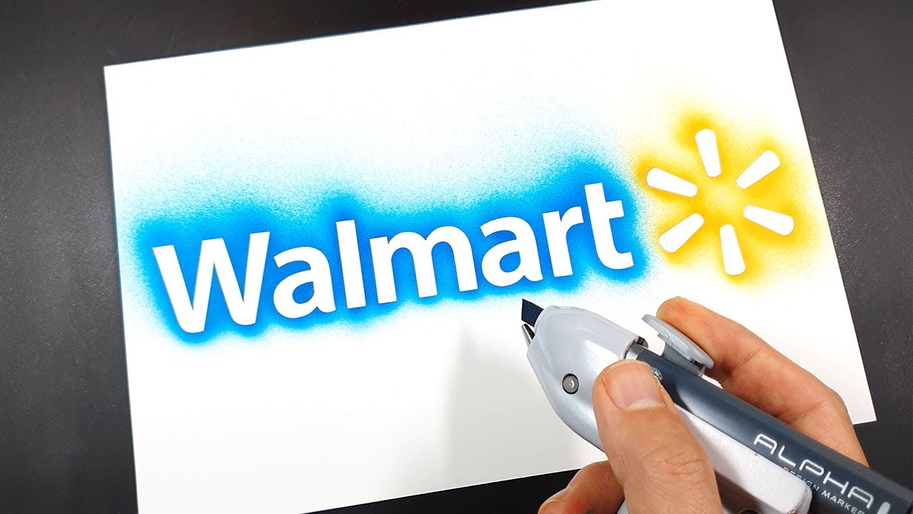 How To Draw Walmart Logo With A Stencil Logo Art Stencil Art Youtube