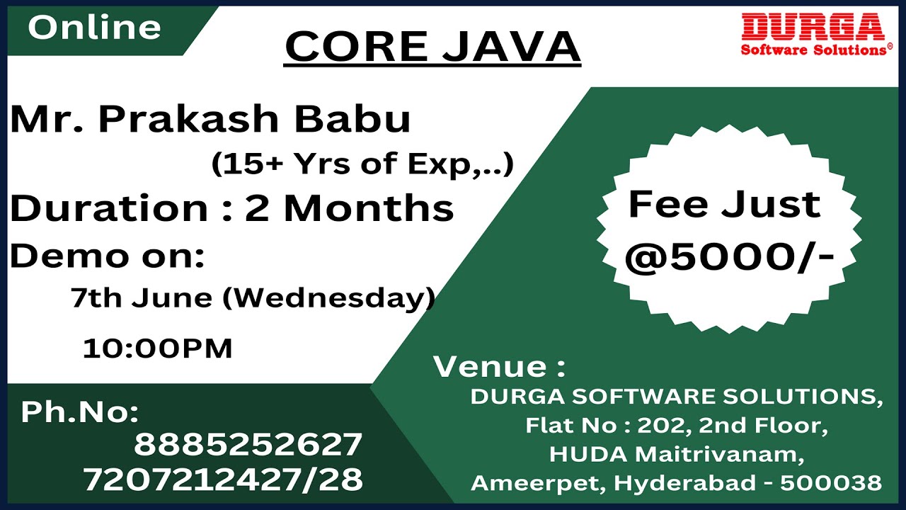 Core Java Online Training Durgasoft Youtube