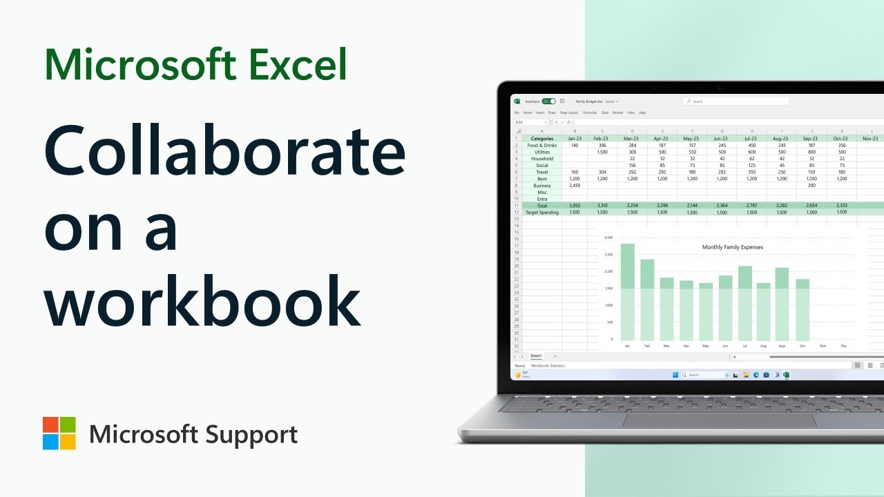 How To Collaborate On A Workbook In Excel Microsoft Youtube