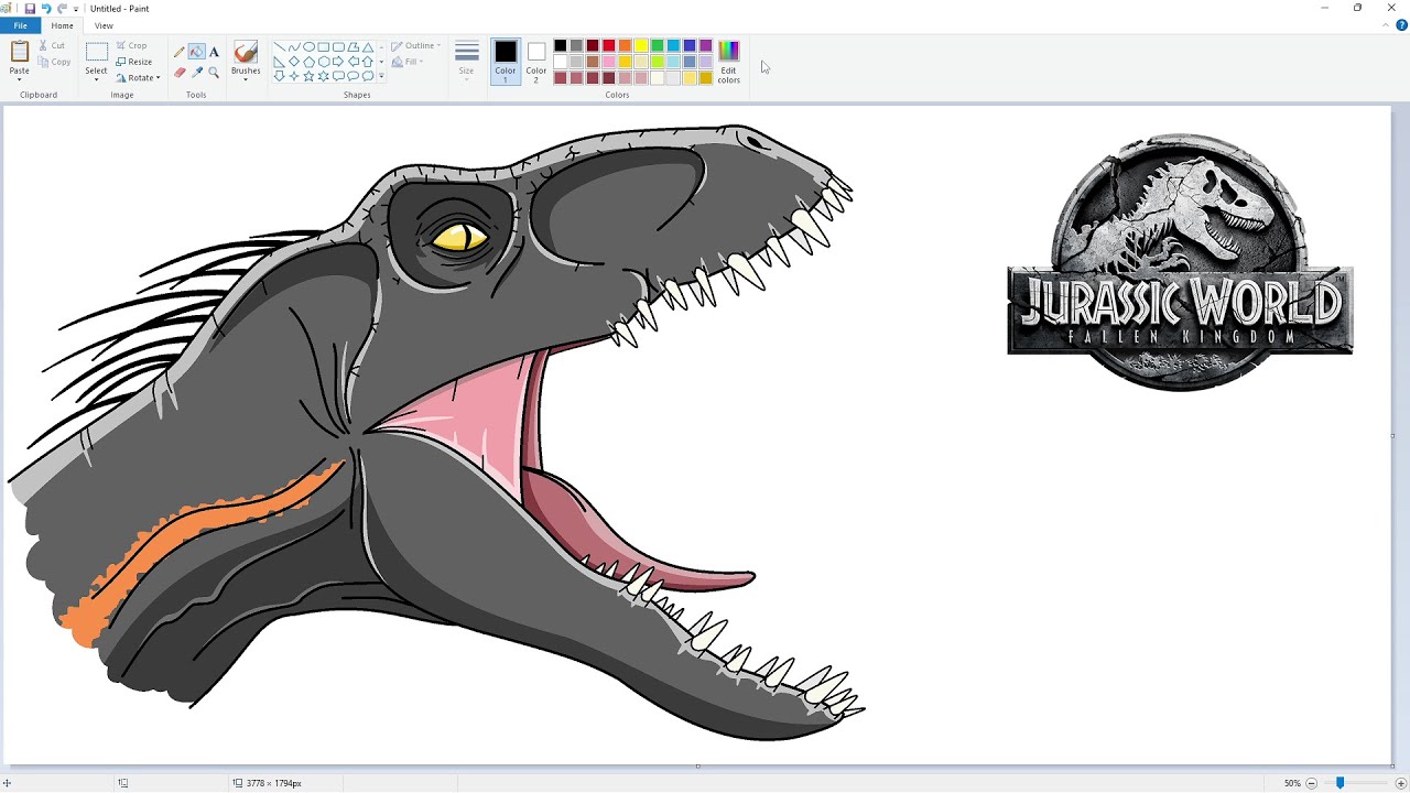 Drawing Indoraptor From Jurassic World Fallen Kingdom Using Ms Paint