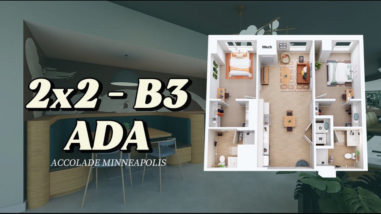 2x2 B3 Ada Floor Plan Youtube