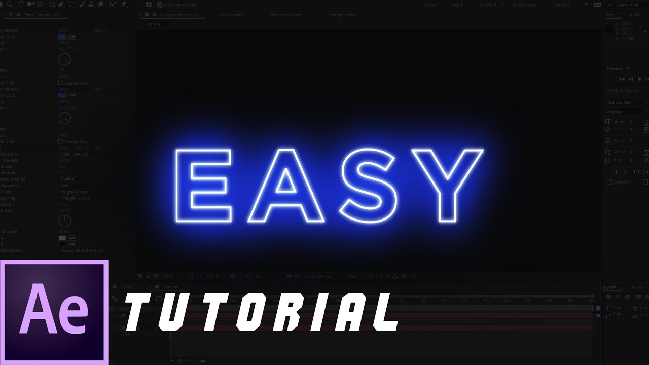 After Effects Neon Text Effect Tutorial No Plugins Youtube