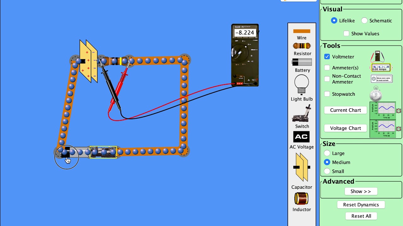 Setting Up An Rc Circuit In Phet Simulator Youtube