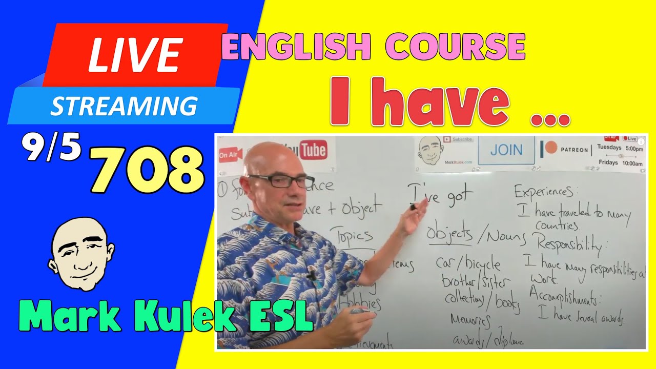 English Class 708 Live Stream English Class Mark Kulek Esl Youtube
