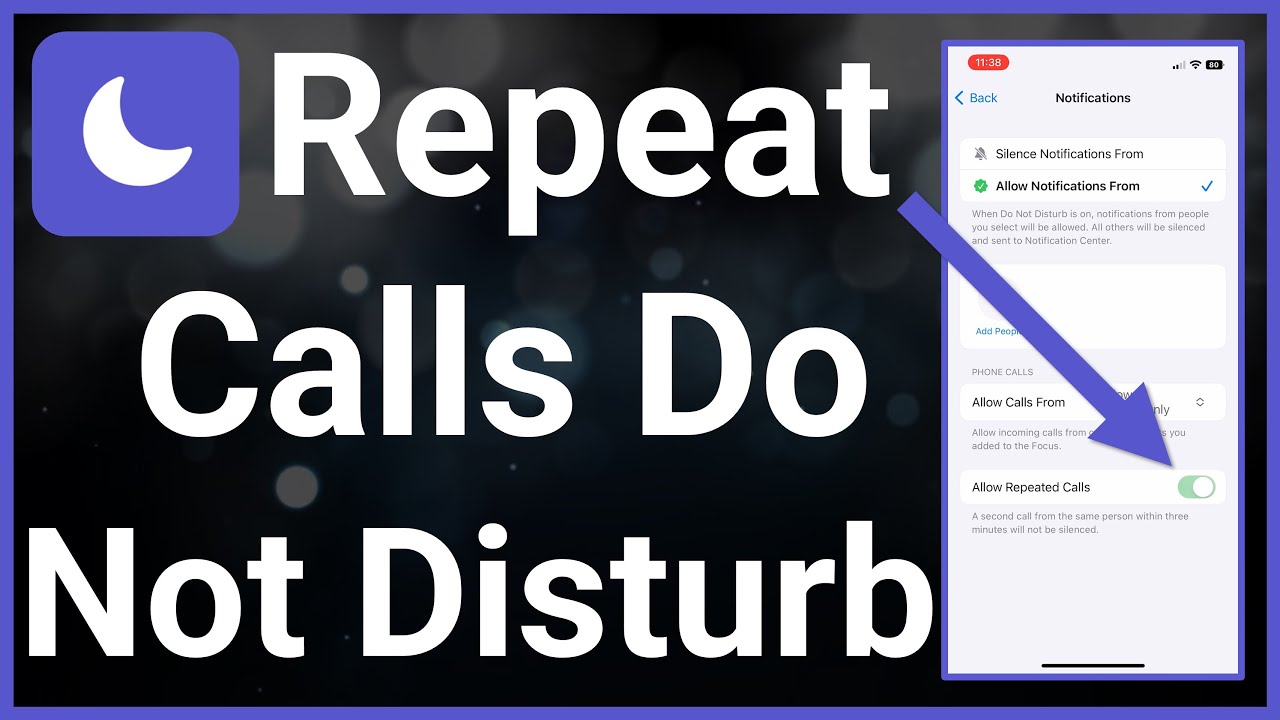 How To Turn On Or Off Repeated Calls While On Do Not Disturb Youtube