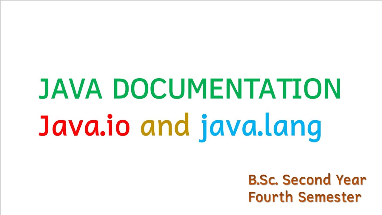 Java Documentation Using Java Docs Youtube