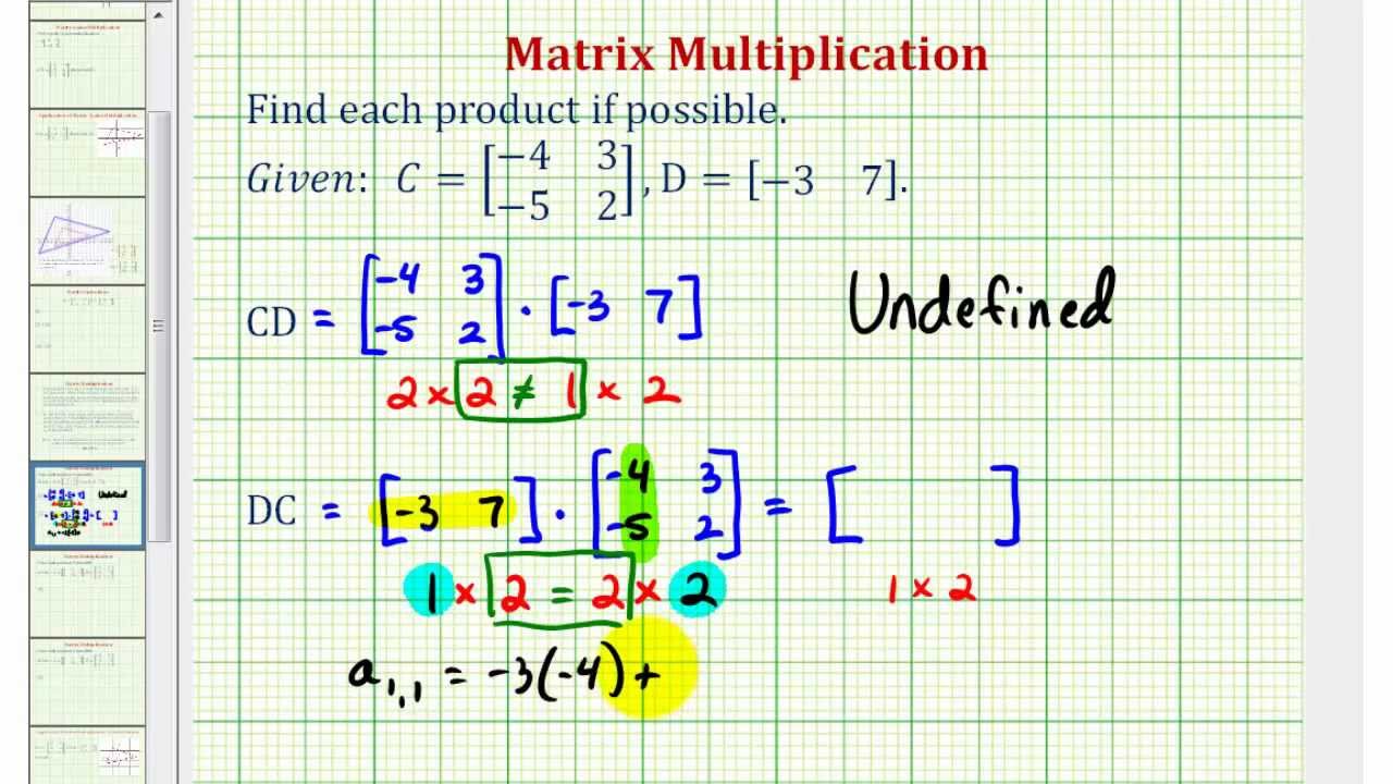 Ex 1 Matrix Multiplication Basic Youtube