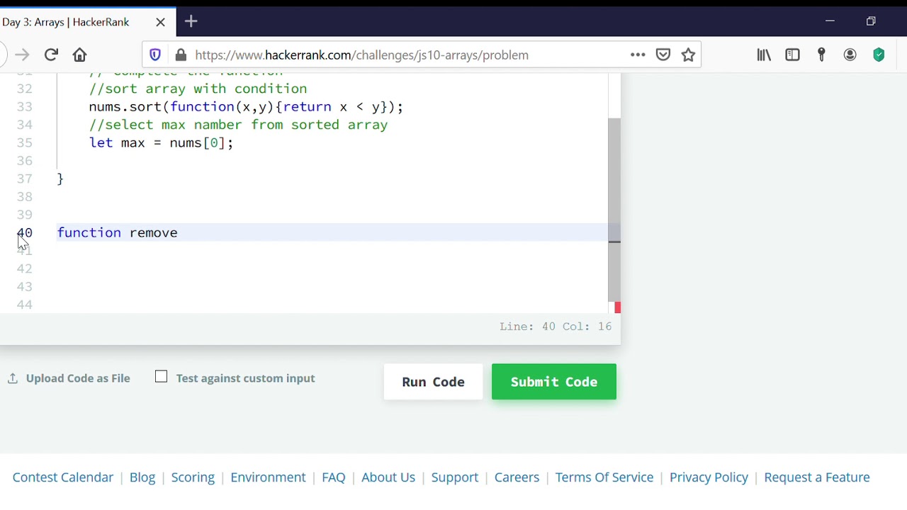 Day 3 Arrays Hackerrank Javascript Youtube
