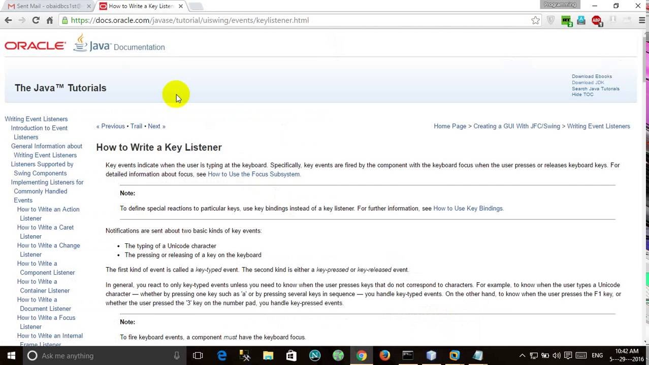 Java Keylistener Interface Youtube