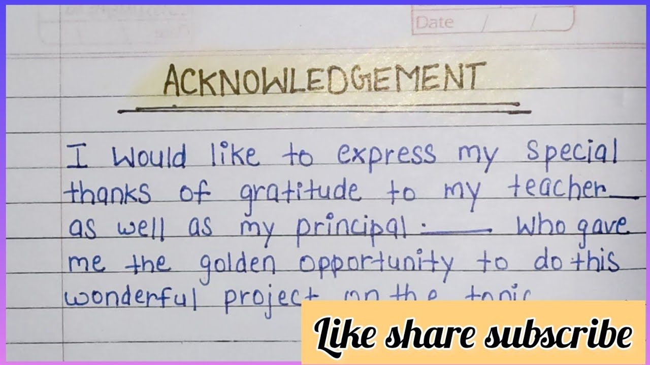 Acknowledgement For Class 12th