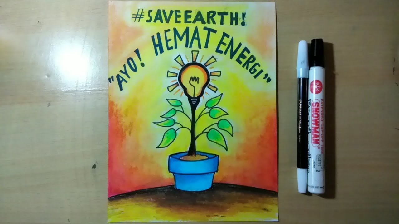 Gambar Membuat Poster Hemat Energi Eren Gambar