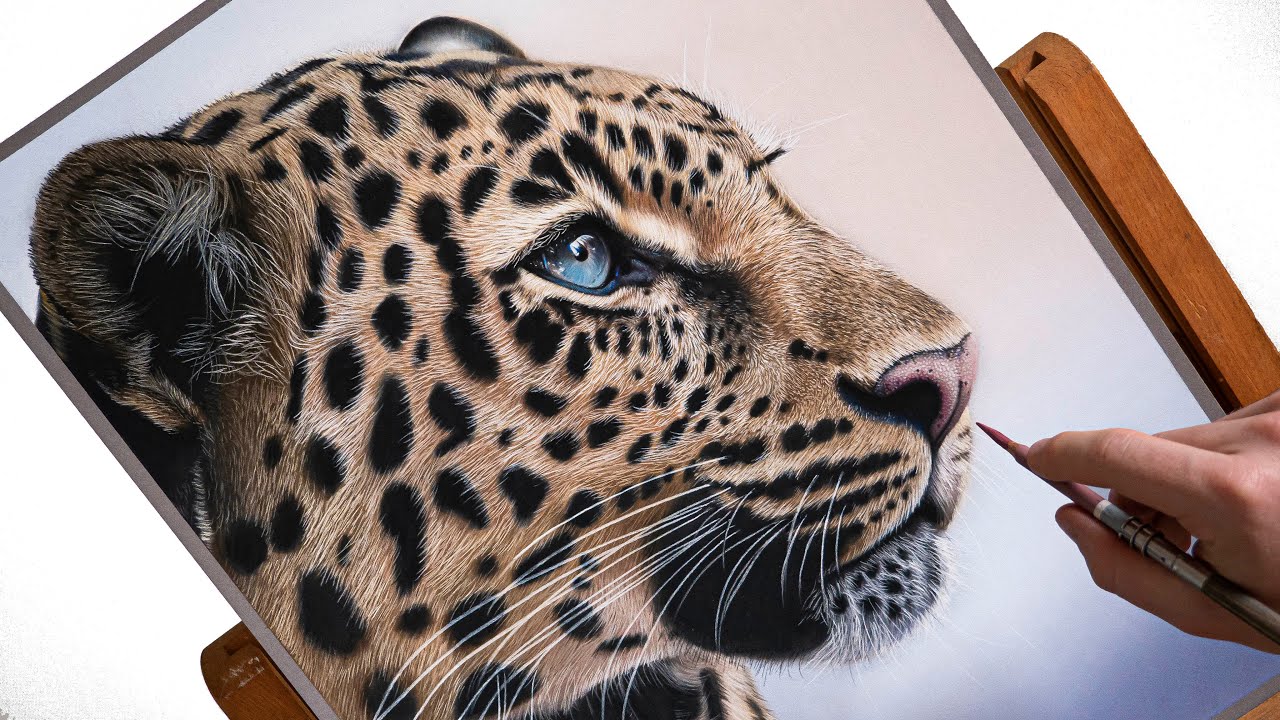 Leopard Speed Drawing Realistic Pastel Art Tutorial Youtube
