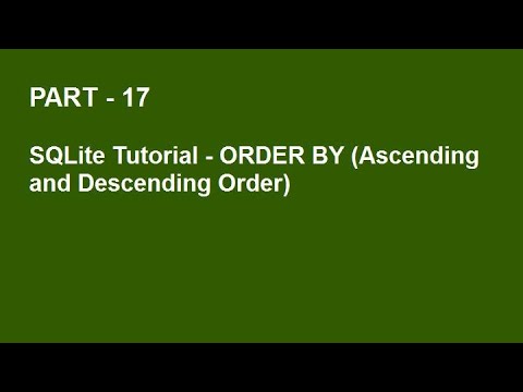 Sqlite Tutorial Part 17 Order By Youtube