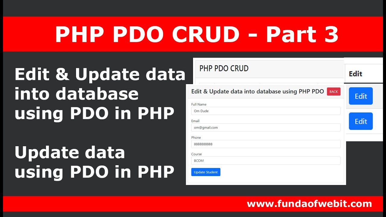 Php Pdo Crud 3 Edit Update Data Into Database Using Pdo In Php