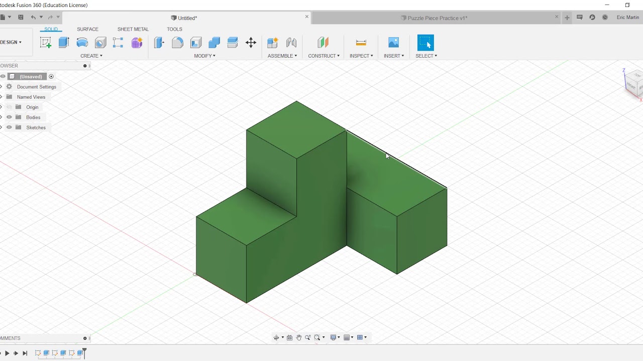 Autodesk Fusion 360 Puzzle Piece Practice Youtube