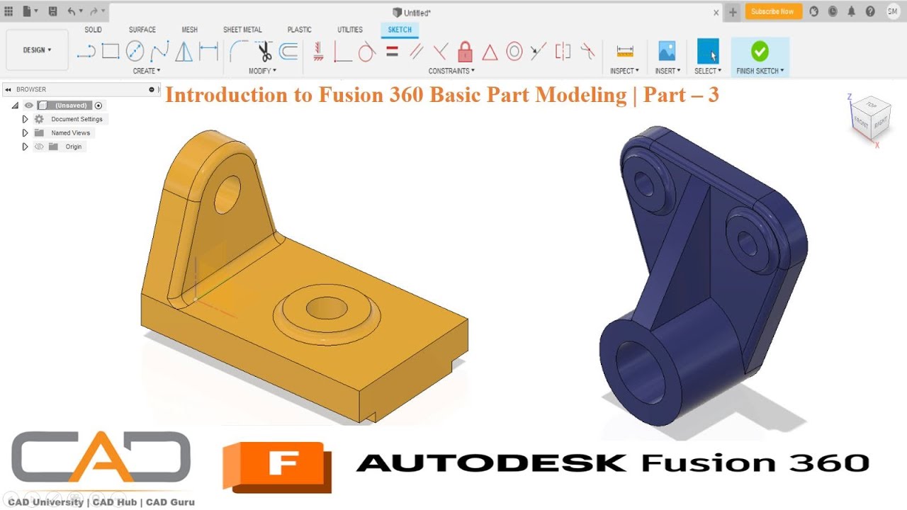 3 3 Introduction To Fusion 360 Basic Part Modeling Part 3 Youtube