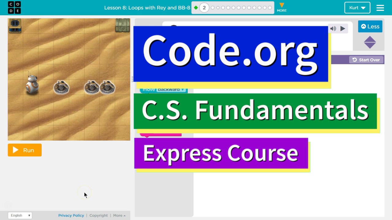 Code Org Express Lesson 10 2 Loops With Rey And Bb 8 Answers