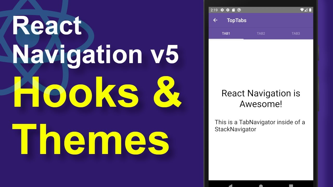 React Navigation 5 In React Native Part 2 Hooks And Themes Youtube