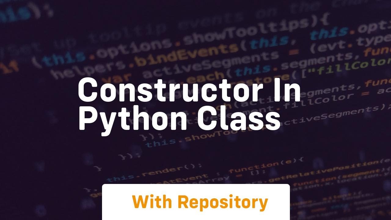 Constructor In Python Class Youtube