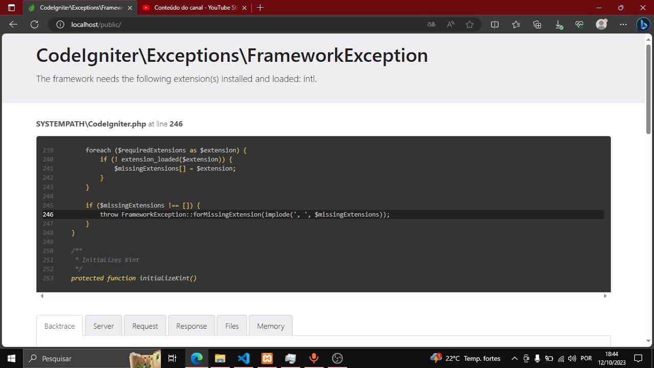 Correção Erro Codeigniter4 Codeigniter Exceptions Frameworkexception