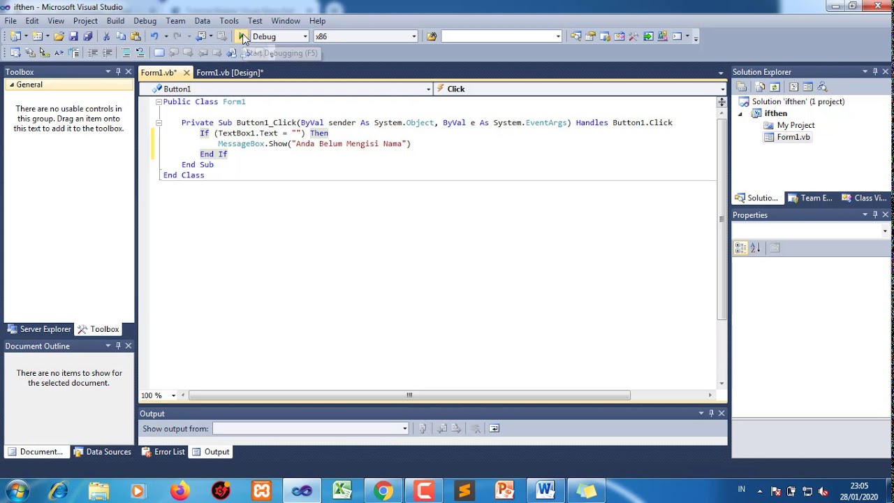 Learning Visual Basic Joposa
