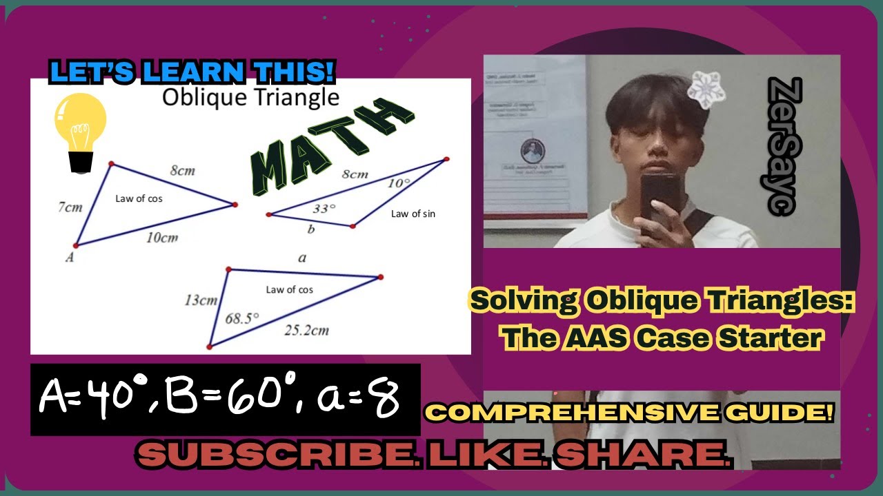 Solving Oblique Triangles The Aas Case Starter Youtube