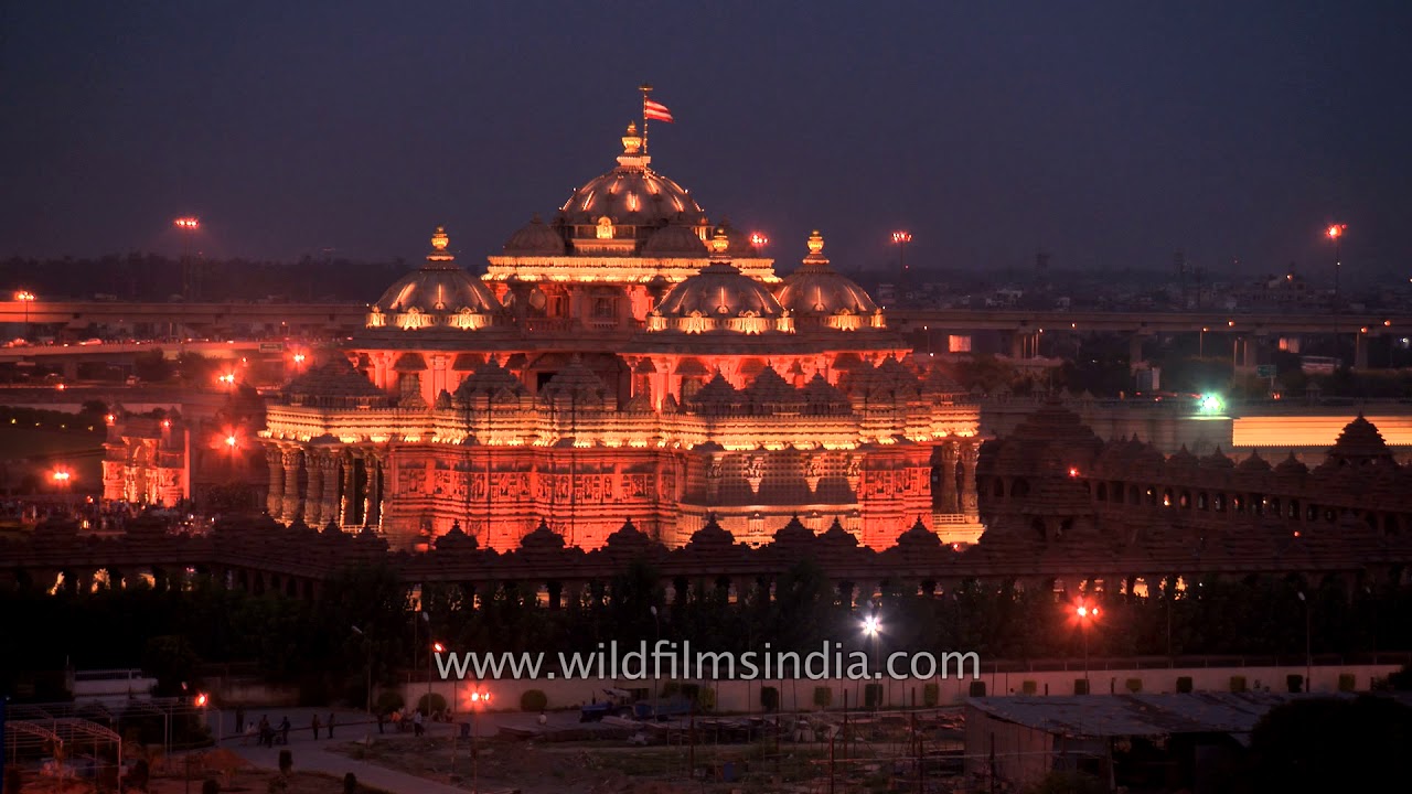 Aerial View Of Akshardham Mandir And Commonwealth Games Village Delhi