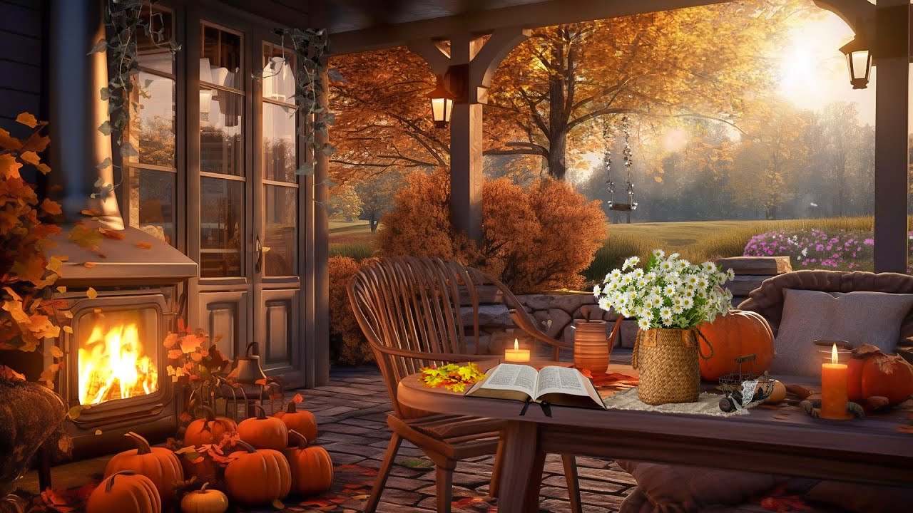 Fall Porch Ambience Cozy Autumn Afternoon Sounds Crunchy Leaves