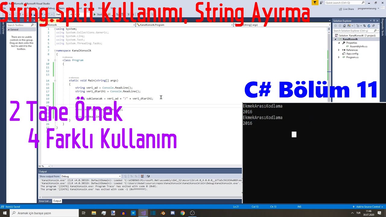 String Split Kullanımı String Ayırma C Youtube