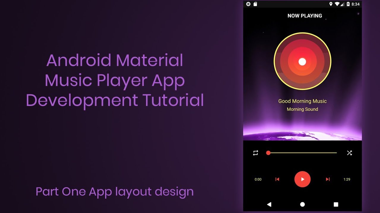 Android Material Music Player Tutorial Part 1 Design Player Youtube
