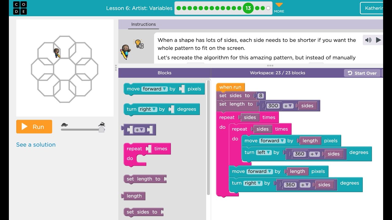 Code Org Course 4 Lesson 6 Artist Variabales Youtube
