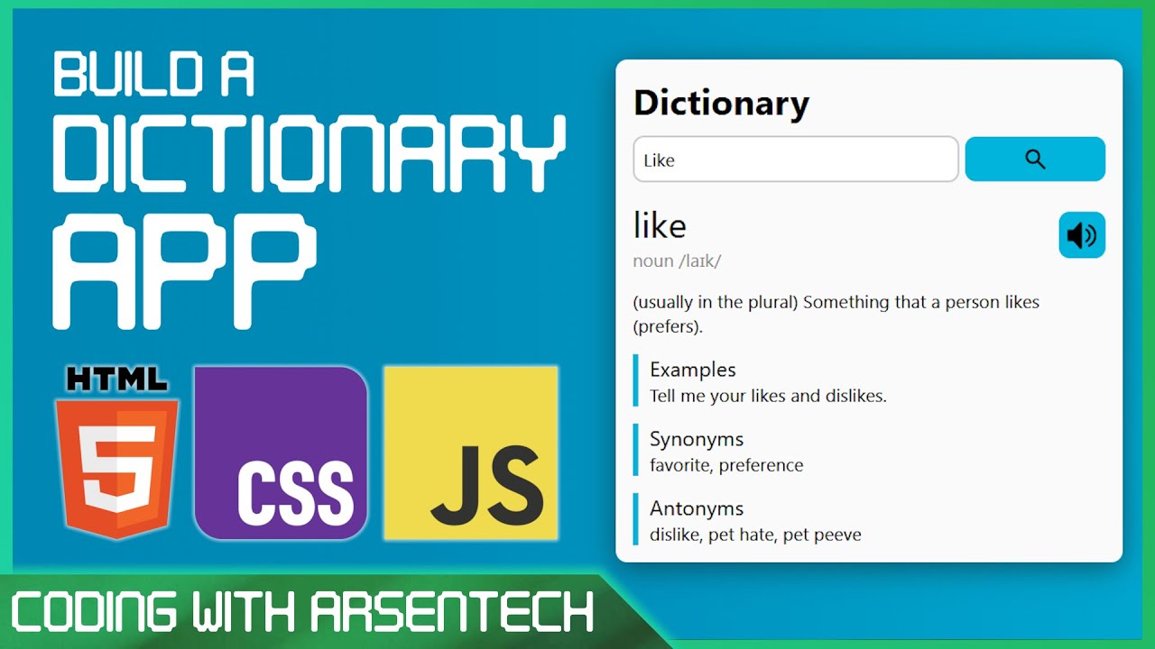 How To Make A Dictionary App Using Javascript And Rest Api For