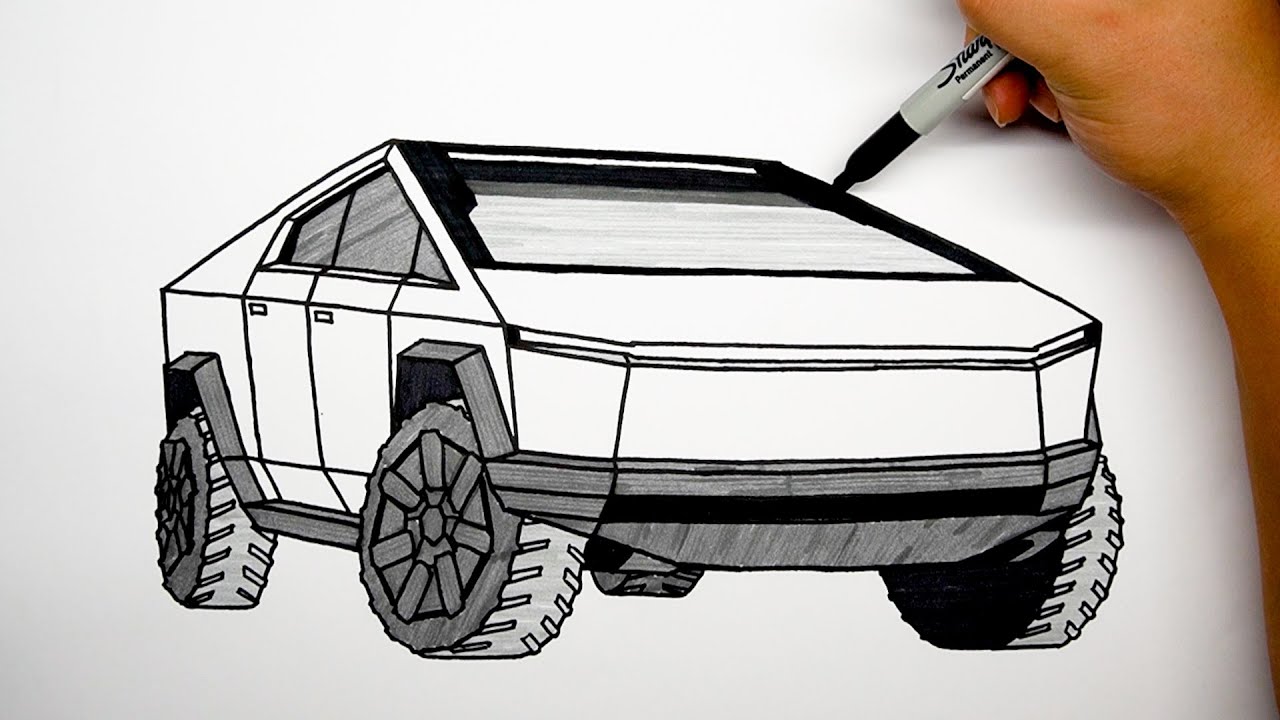 How To Draw A Tesla Cybertruck 2023 Drawing Tesla Cyber Truck – Eroppa