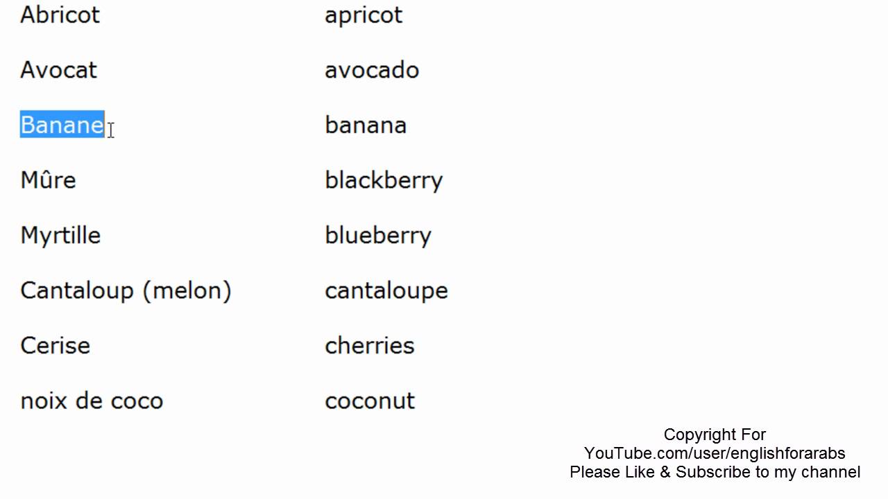 Les Fruits Pronunciation In French At Aiden Ann Blog