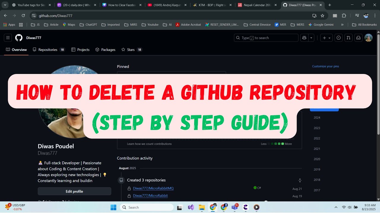 How To Delete A Github Repository Step By Step Guide Youtube