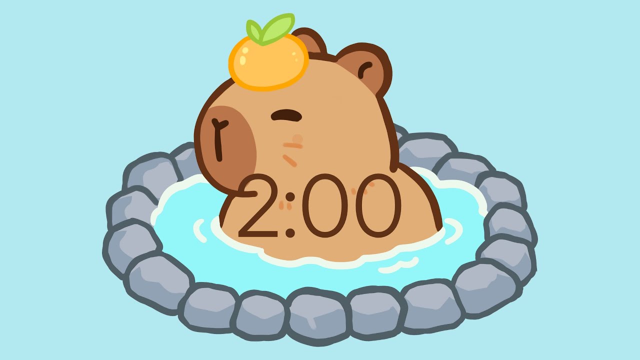 2 Minute Cute Capybara Countdown Timer With Music Youtube