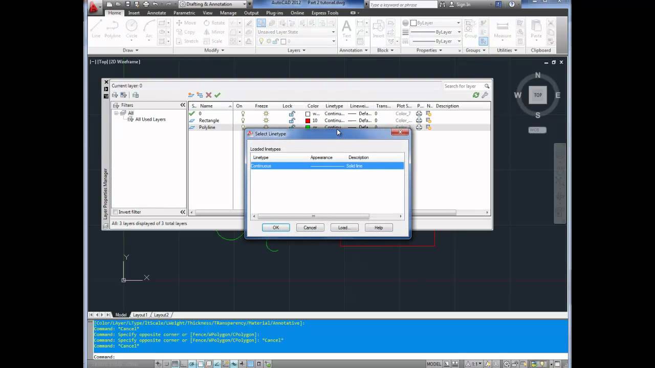 Autocad Tutorial Basics Pt6 How To Use Layers Layer Manager Youtube