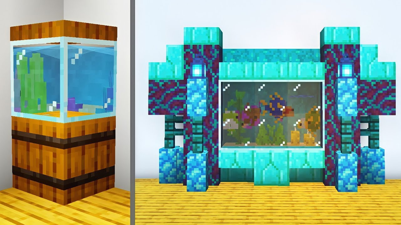 3 Simple Fish Tank Aquarium In Minecraft Youtube