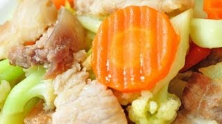 Thai Food Mixed Fried Vegetables With Streaky Pork Phad Pak Ruam Mu Sam ...