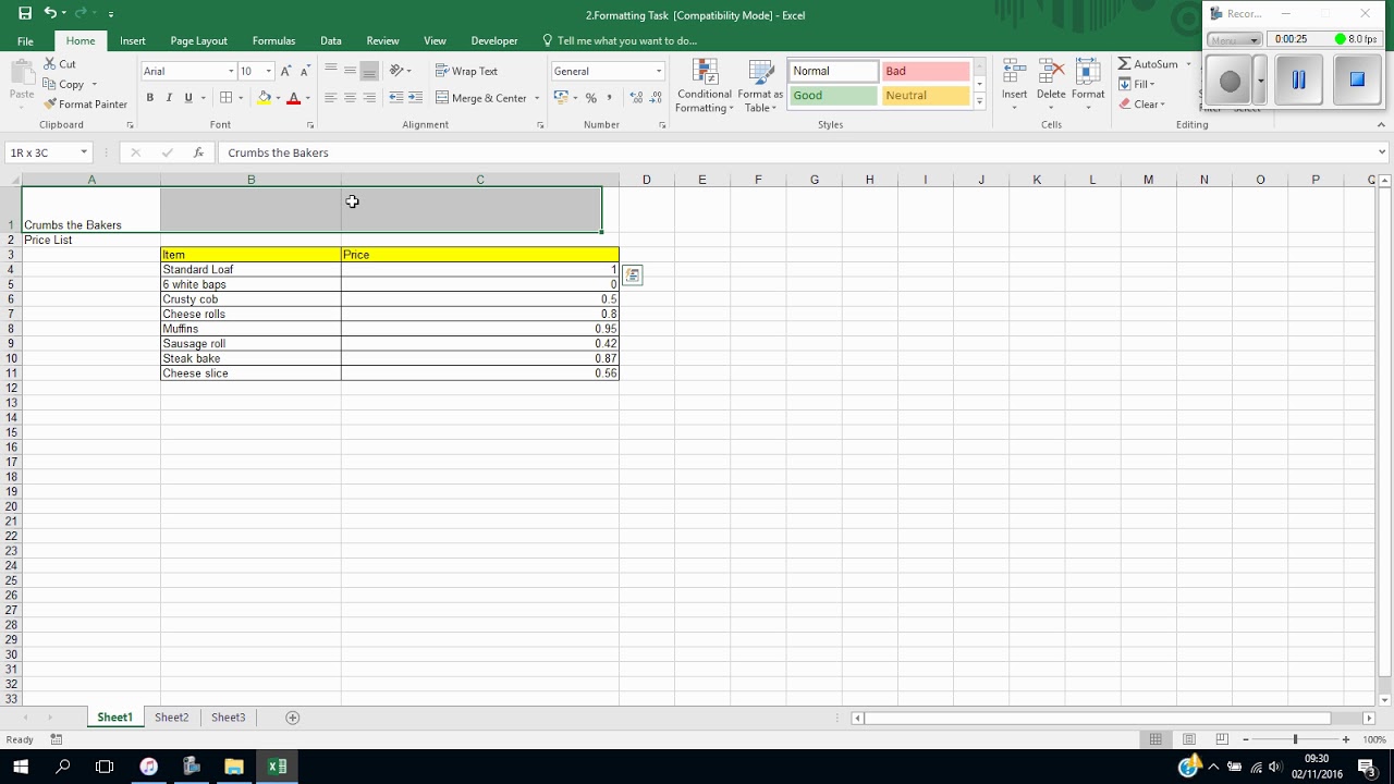 Excel Basic Formatting Spreadsheets Youtube