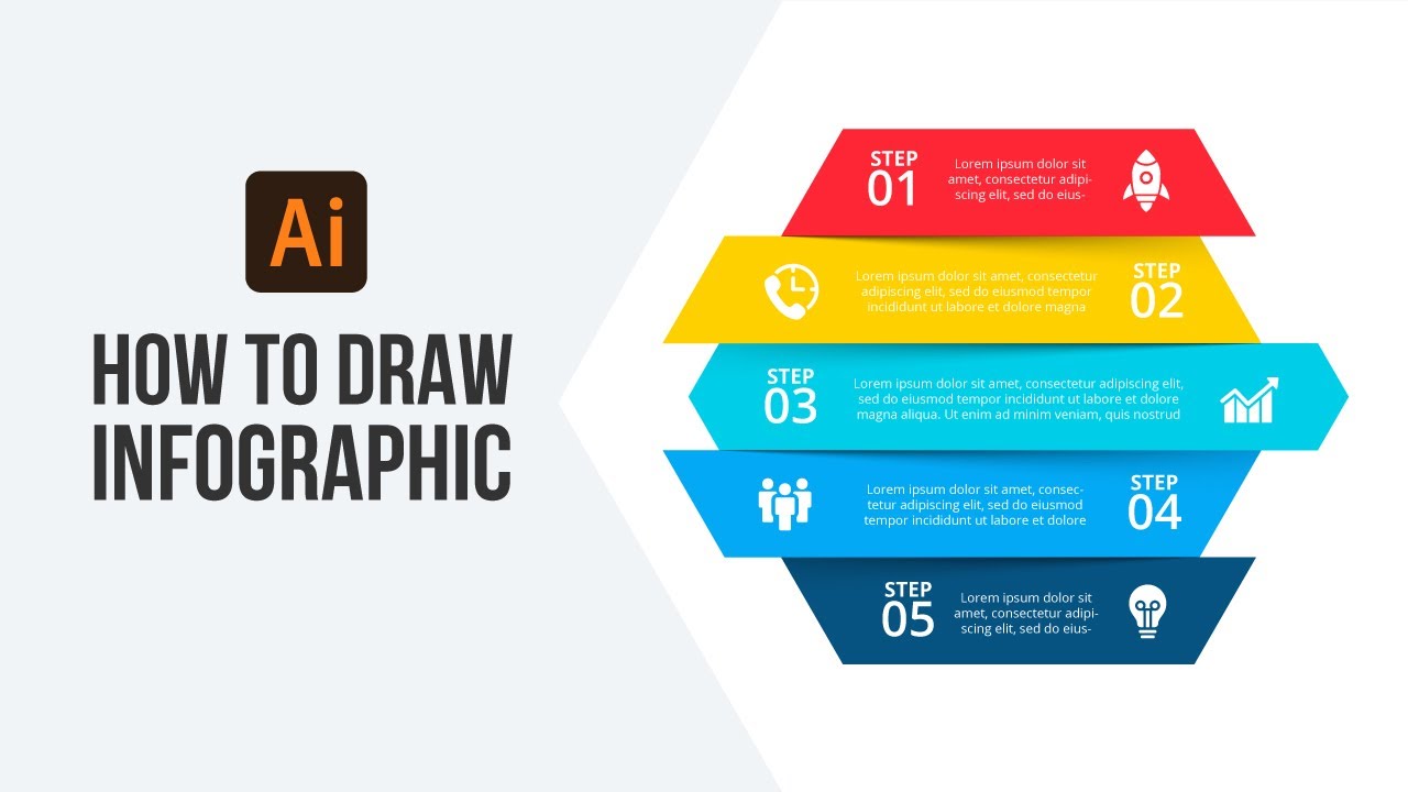 How To Create 5 Steps Infographic Illustrator Tutorial Youtube