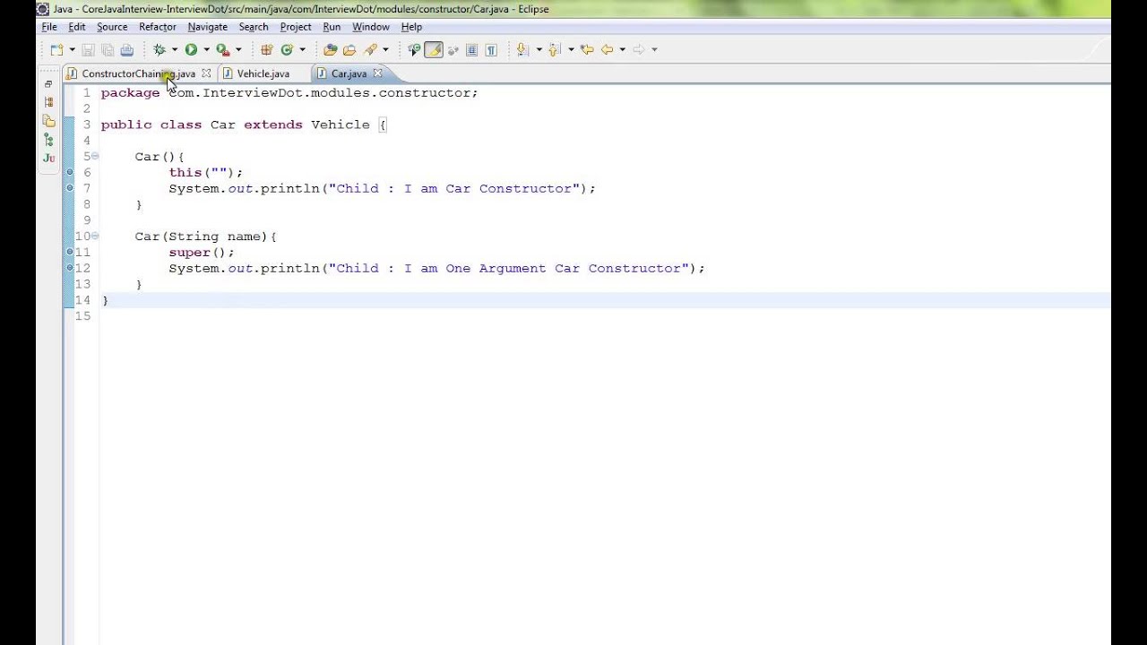 Constructor Chaining In Java Example Demo Youtube